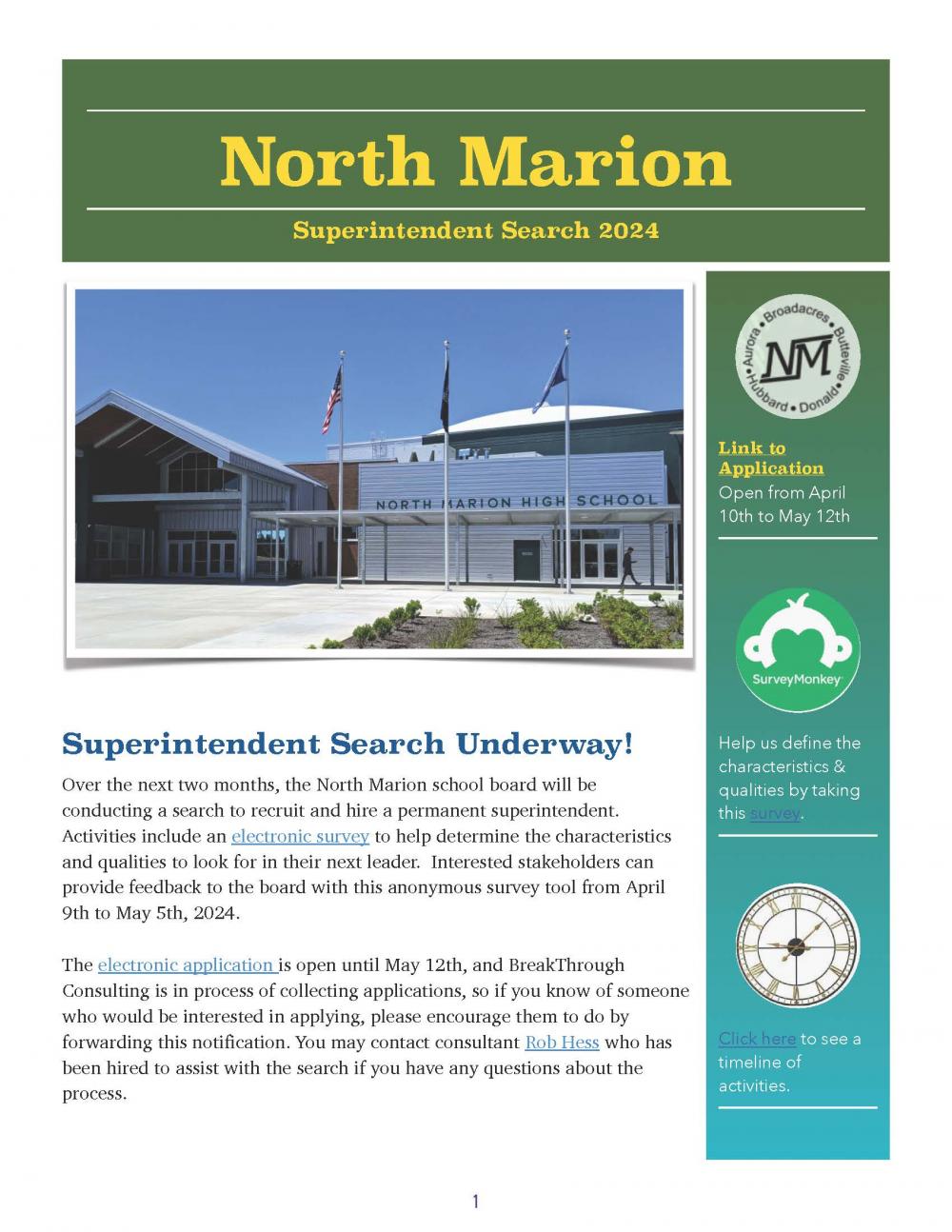 Superintendent Search Underway! | North Marion School District OR